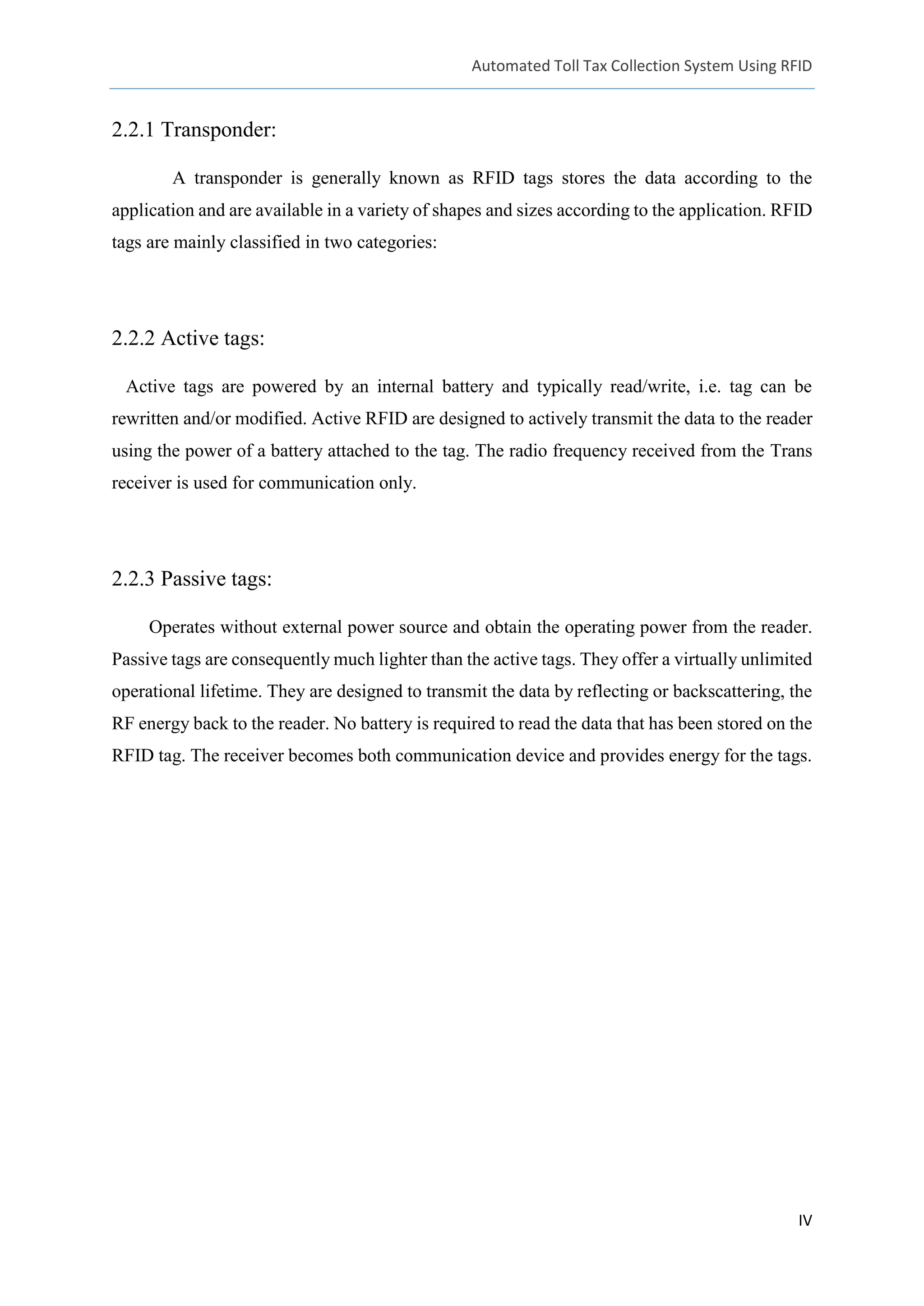 Project Report on automated toll tax collection system using rfid | PDF