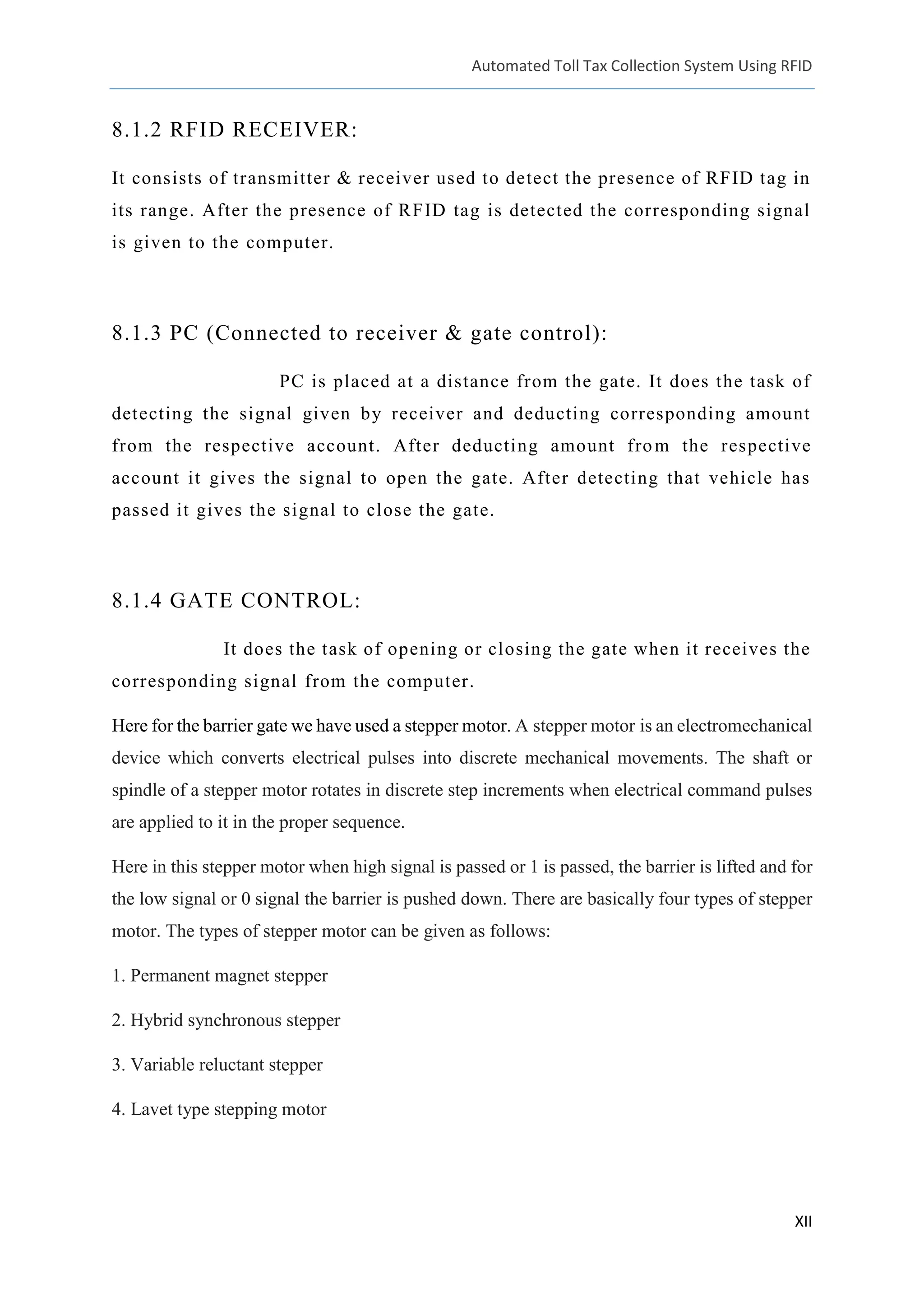 Project Report on automated toll tax collection system using rfid | PDF