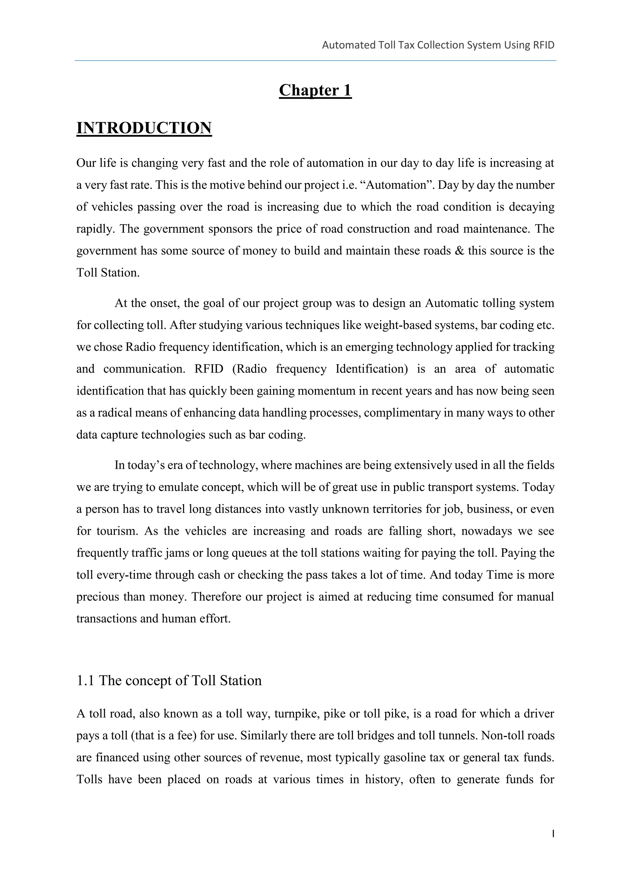 Project Report on automated toll tax collection system using rfid | PDF
