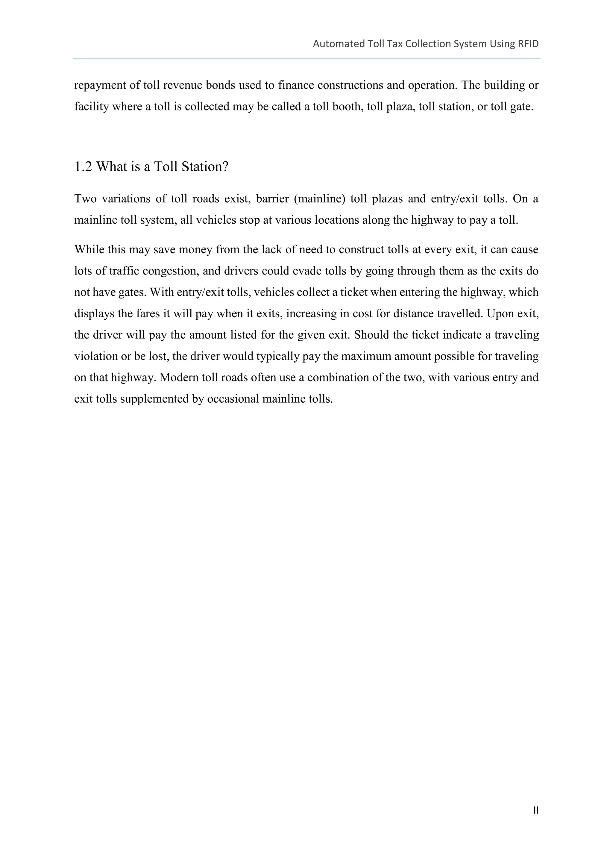 Project Report on automated toll tax collection system using rfid | PDF