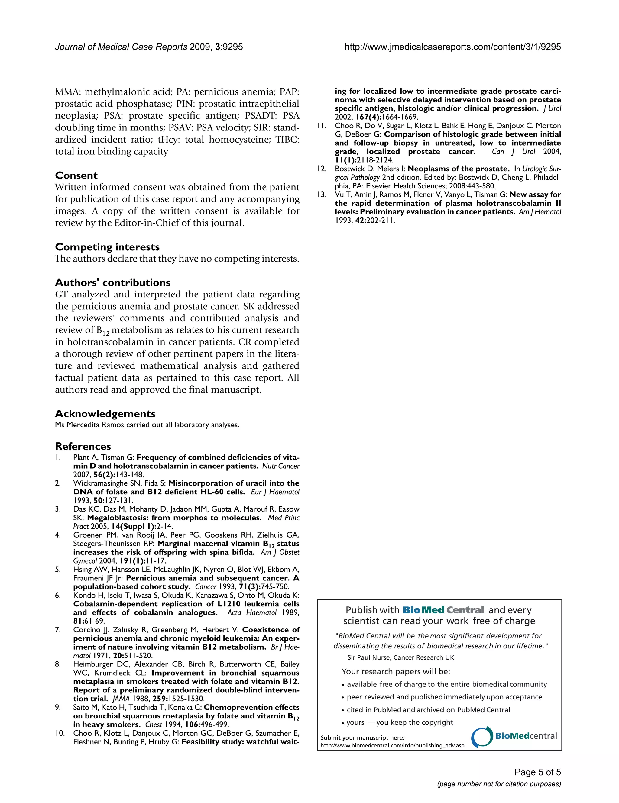 B12 Prostate Cancer and Pernicious Anemia | PDF