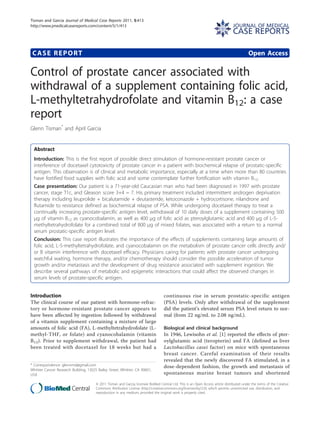 B12 Withdrawal in Prostate Cancer | PDF