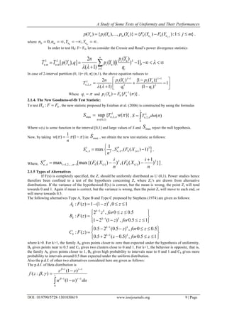 A Study of Some Tests of Uniformity and Their Performances | PDF