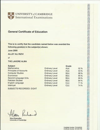 O Level Certificate | PDF