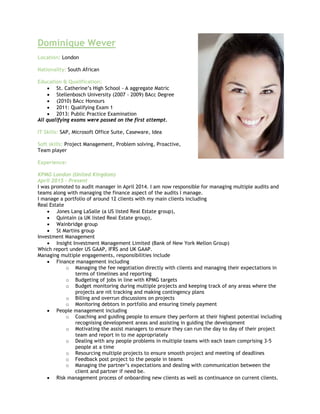 Dominique Wever resume | PDF