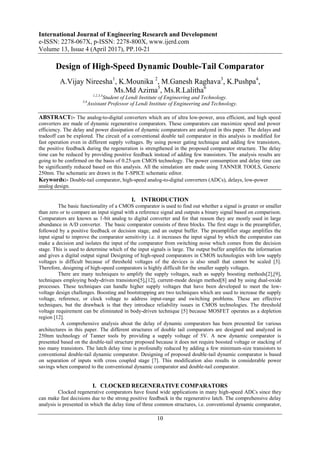 Design of High-Speed Dynamic Double-Tail Comparator | PDF