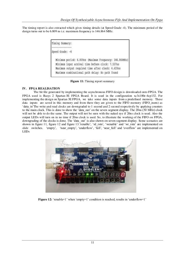 Design of Synthesizable Asynchronous FIFO And Implementation on FPGA