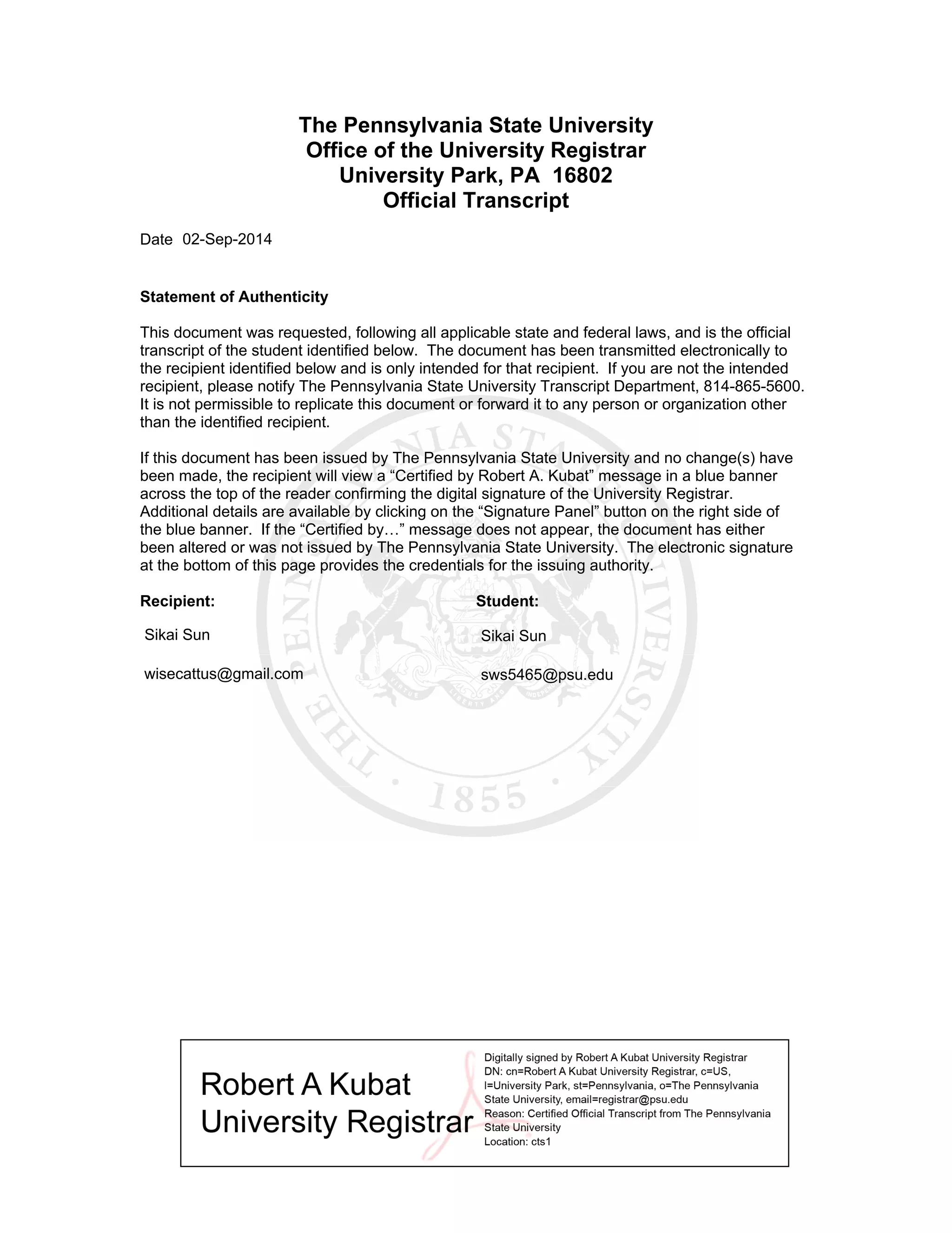 Penn State_official_eTranscript | PDF