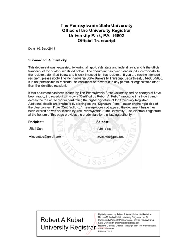 Penn State_official_eTranscript | PDF