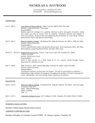 Nicholas Anthony Haywood Resume | PDF