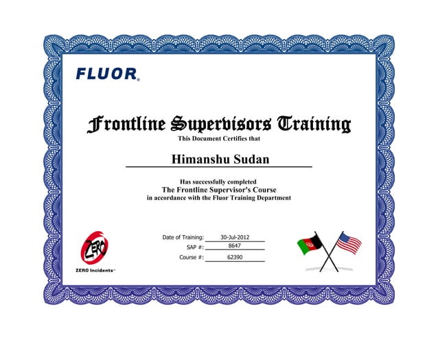 CBT Certificate of Completion - Frontline Supervisor Training | PPT