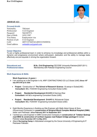 Engr.ARSHAD ALI CV.. | DOC
