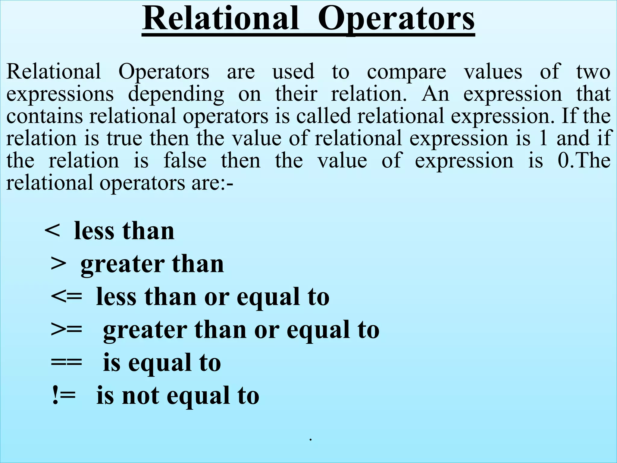 Relational operators | PPTX