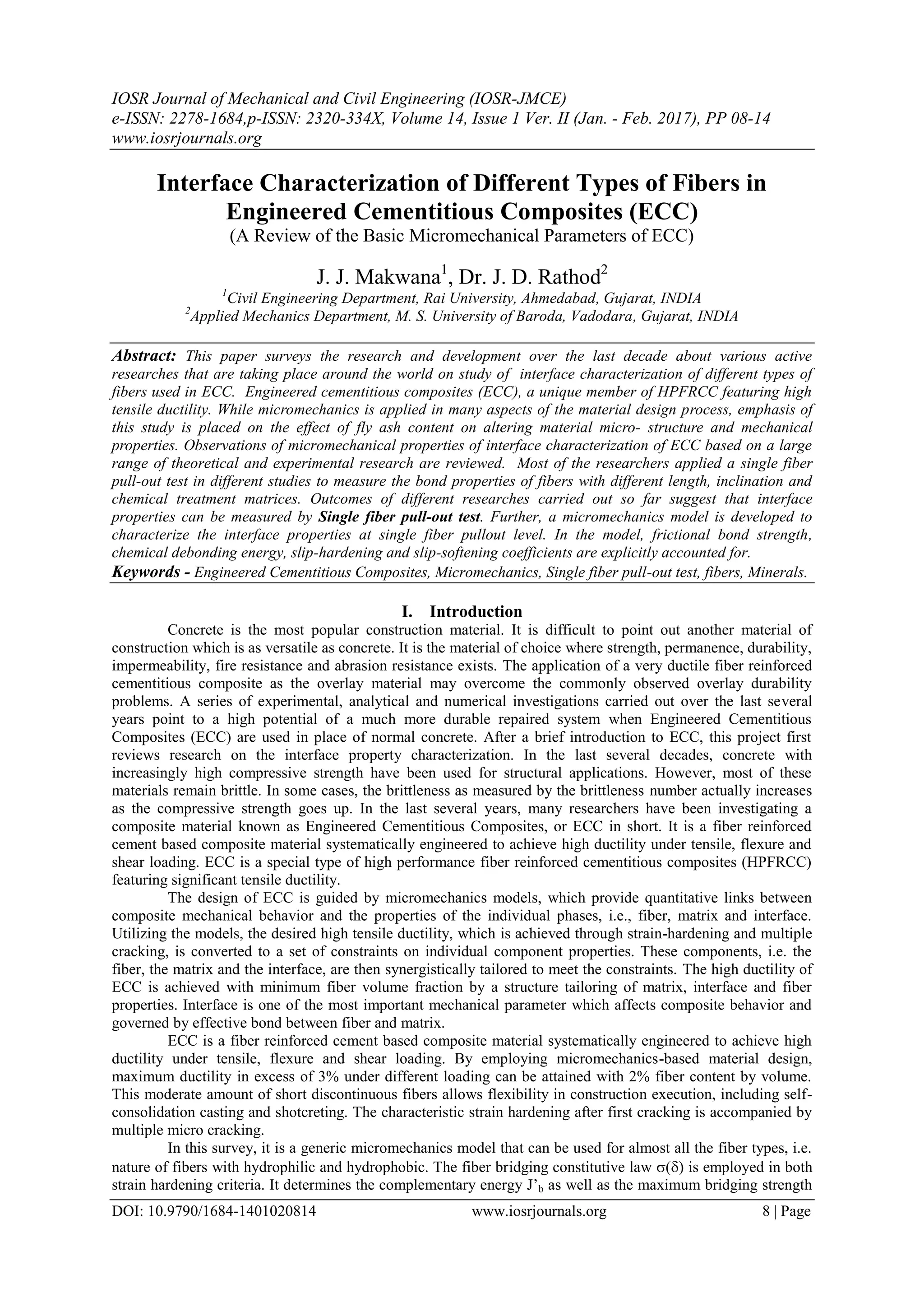 Interface Characterization of Different Types of Fibers in Engineered ...