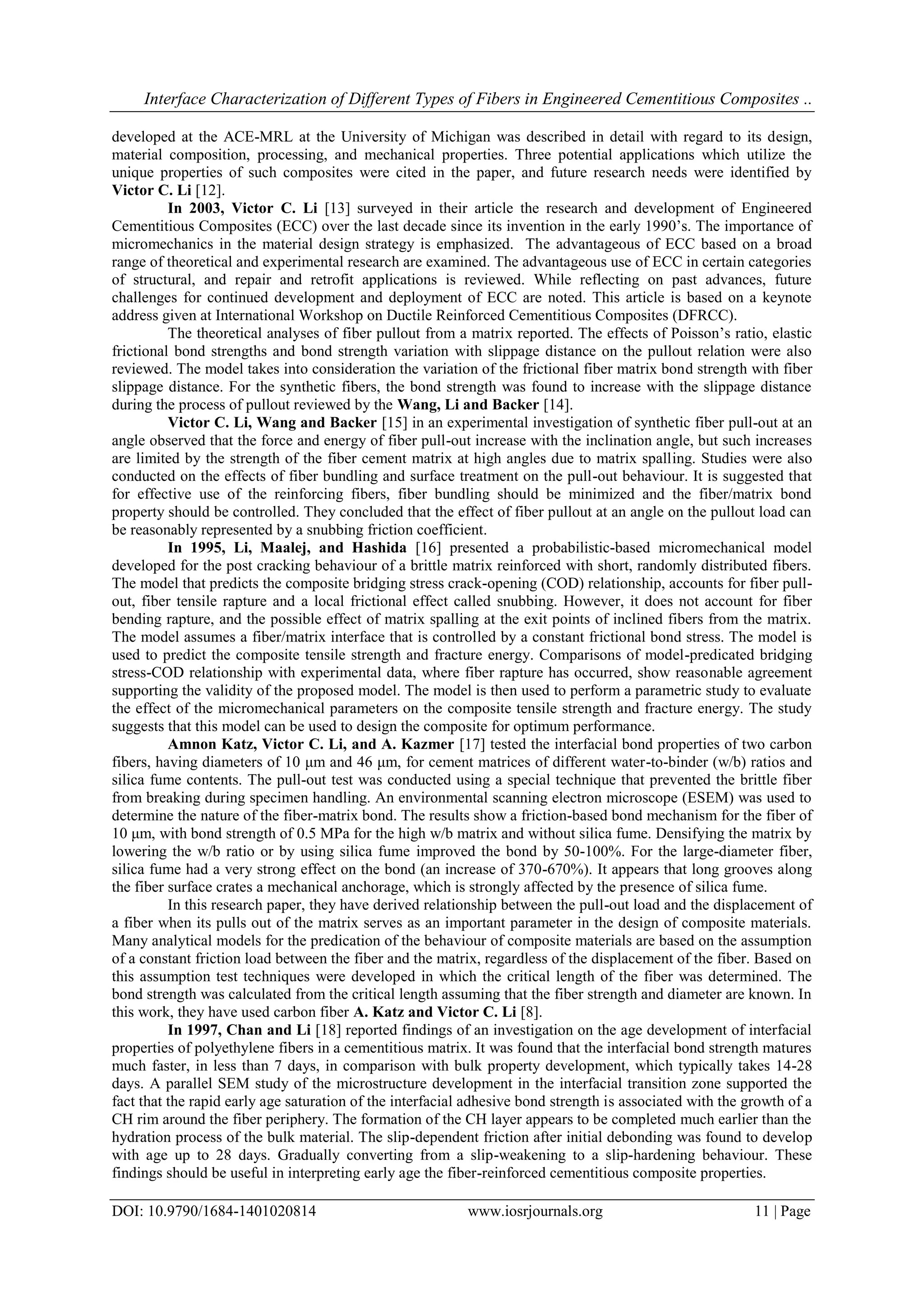 Interface Characterization of Different Types of Fibers in Engineered ...