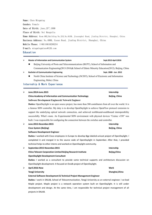 Mingming Chen CV | PDF