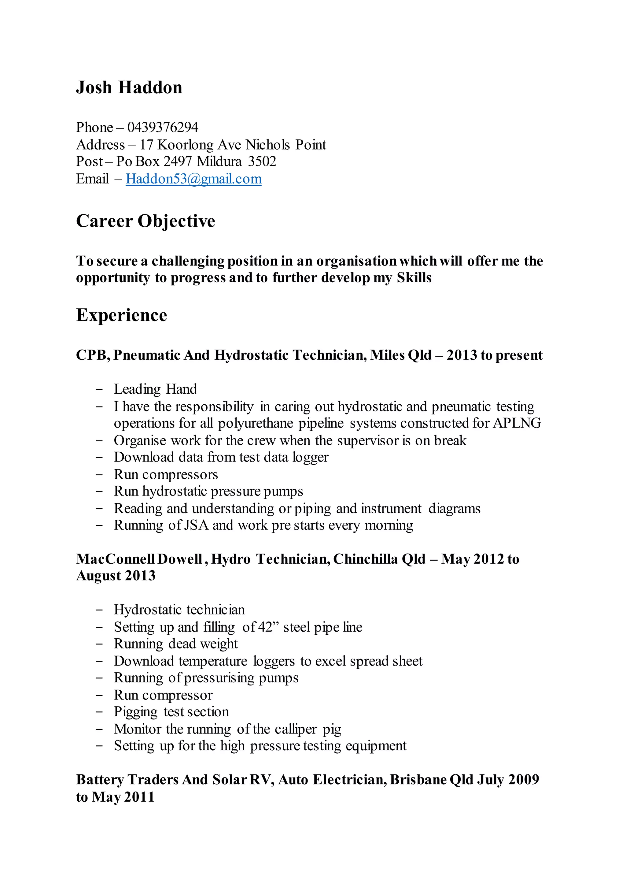 new cv | DOCX | Commercial Trucks | Auto Body Styles