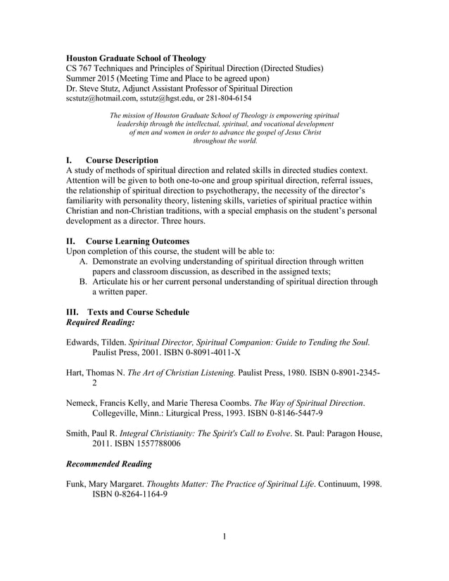CS 767 Techniques of Spiritual Direction | PDF | Christianity ...