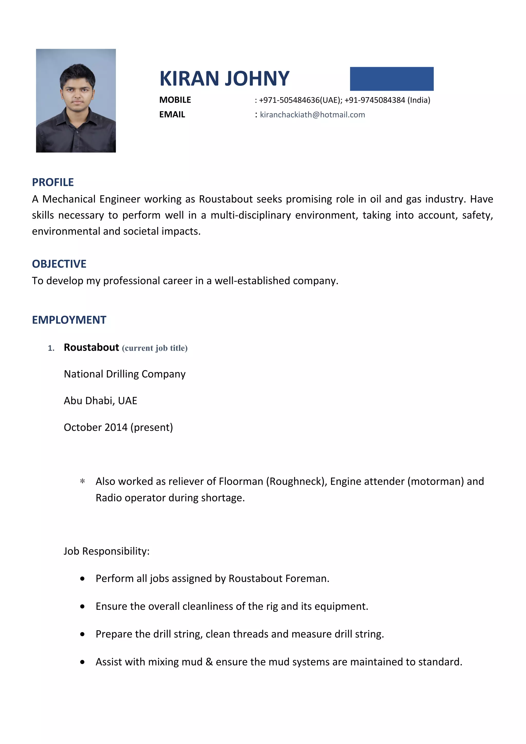 Kiran_NDC_Roustabout_cv | PDF