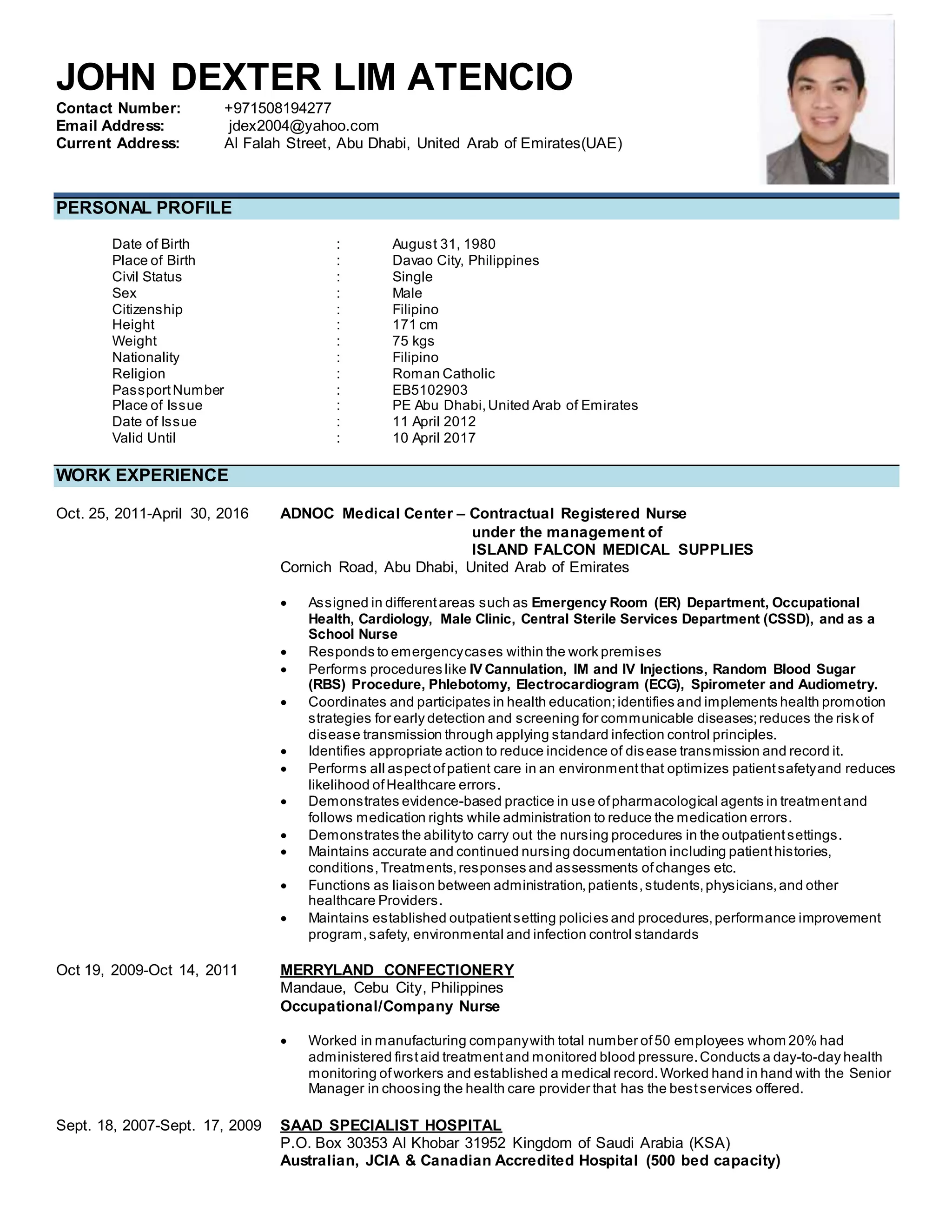 JOHN DEXTER LIM ATENCIO-CV | PDF