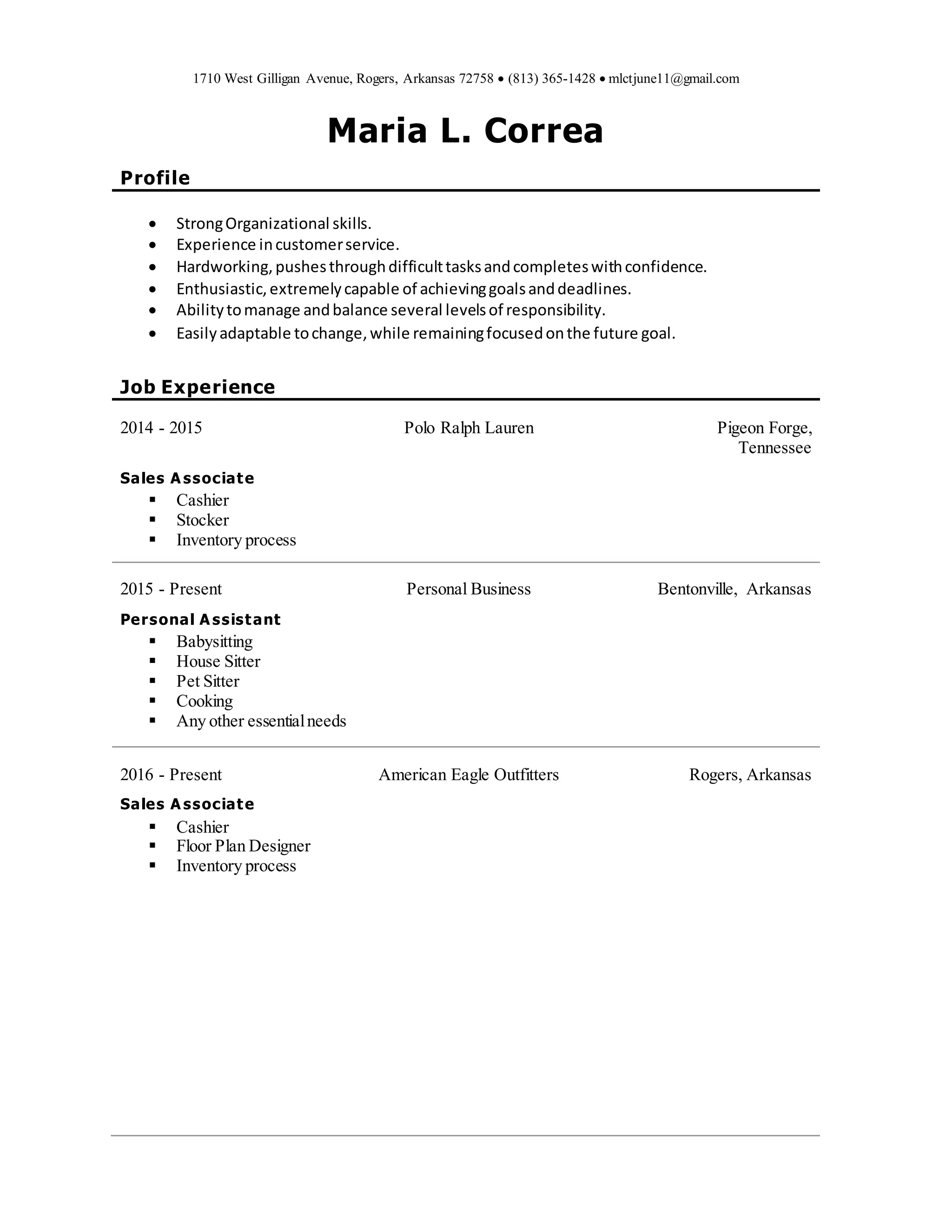 Maria Resume 2016 (with template) | DOCX