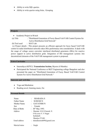 sharada resume (1) | PDF