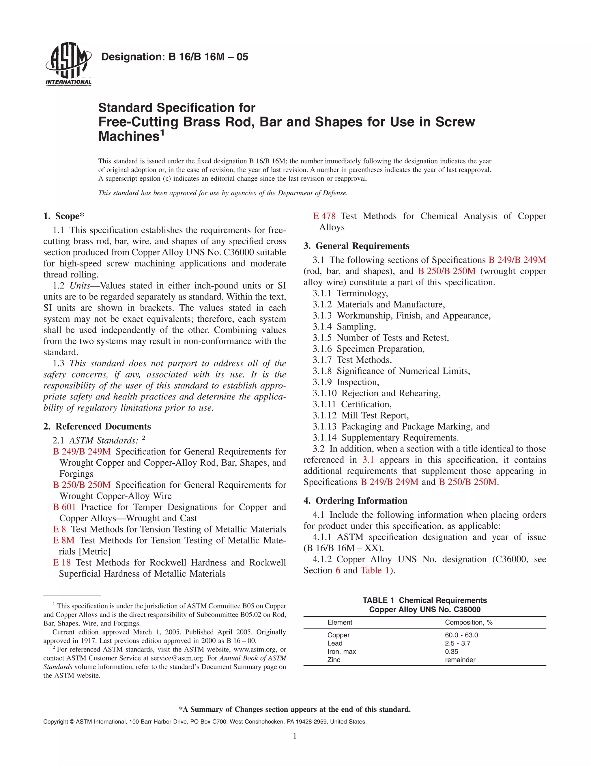 B16 c360 free-cutting brass rod, bar and shapes for use in screw ...