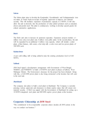 About JSW Steel | DOCX