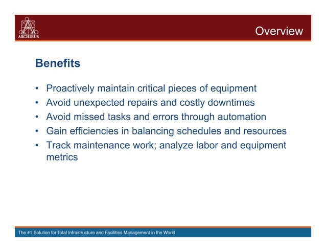 ARCHIBUS Preventive Maintenance | PPT