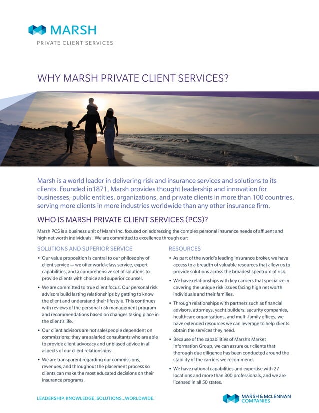 Why Marsh PCS 2015 brochure | PDF | Home Insurance | Insurance