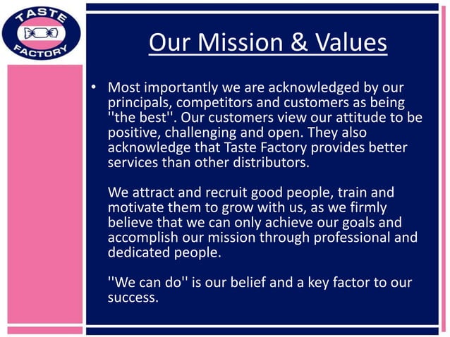 TASTE FACTORY PRESENTATION | PPT