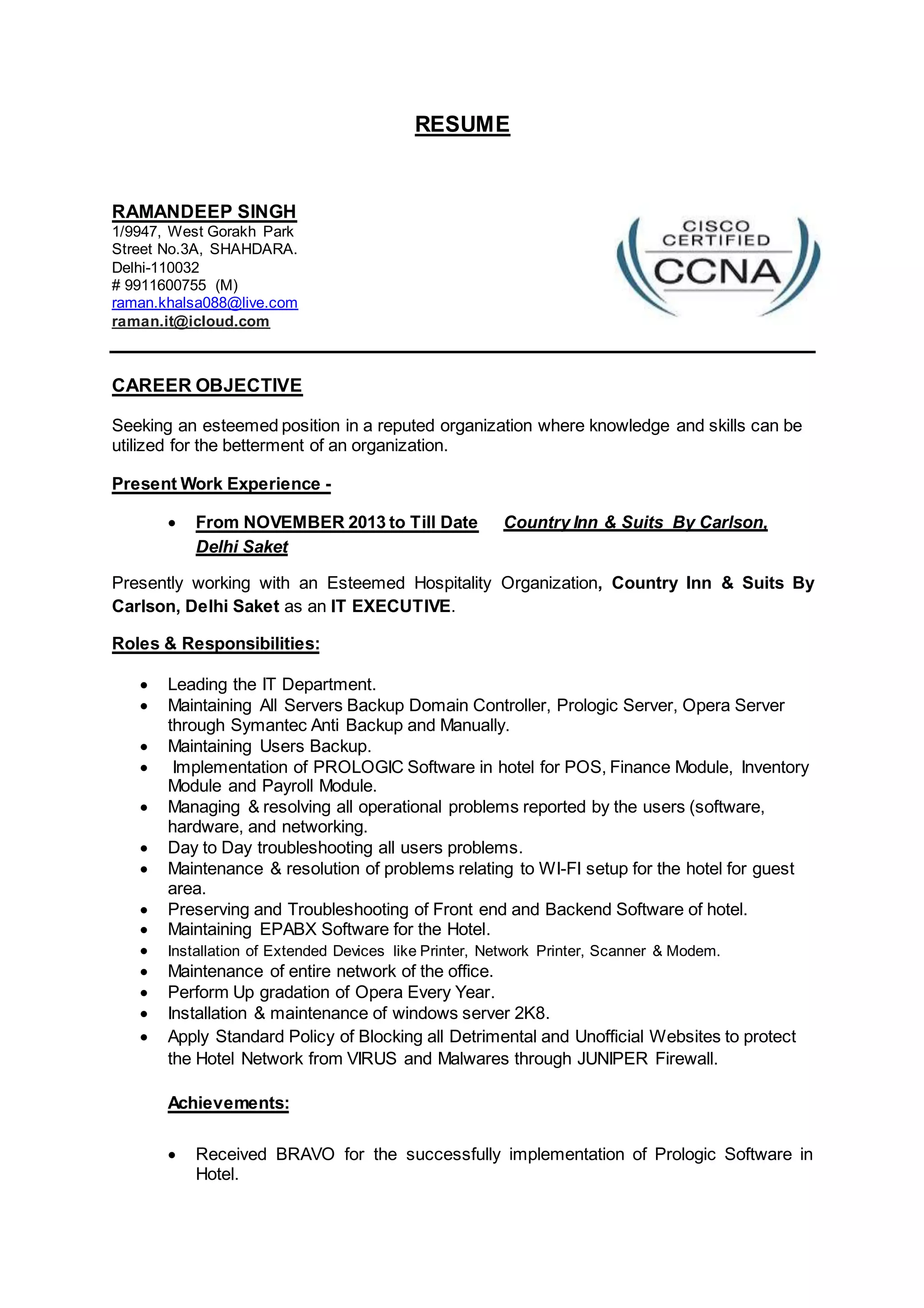 Ramandeep Singh Resume | DOCX