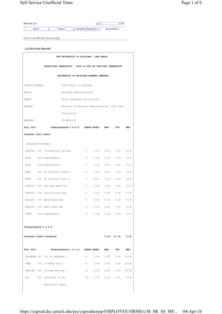 PKBL Michigan Unofficial Transcript April 3rd 2016 | PDF