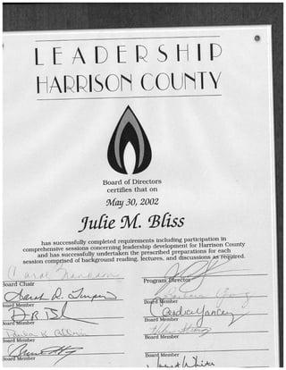 Julie M Timberlake-Leadership Harrison County Certificate | PDF