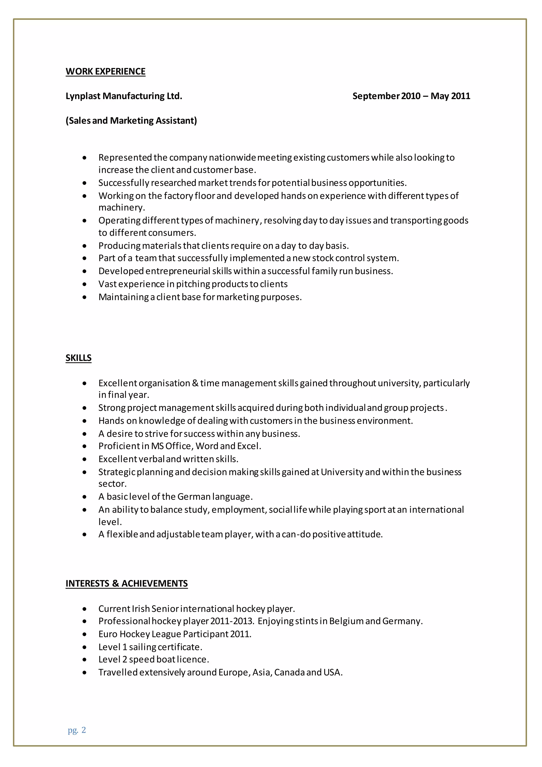 Jason Lynch CV 2016 | DOCX