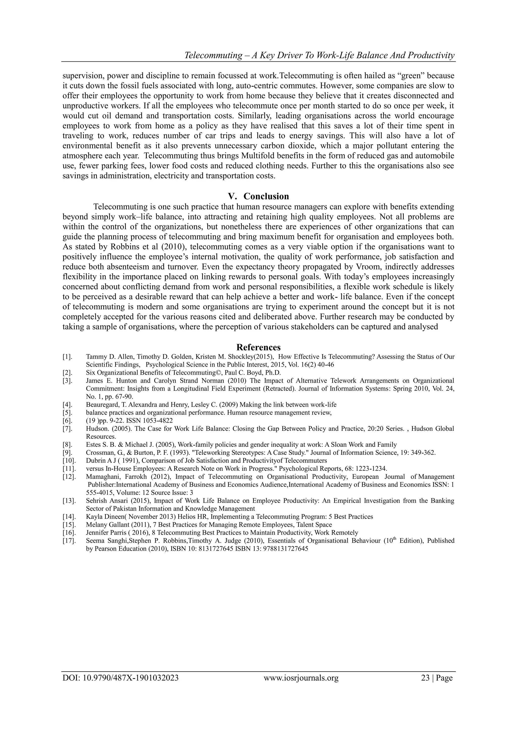 Telecommuting – A Key Driver to Work-Life Balance and Productivity | PDF