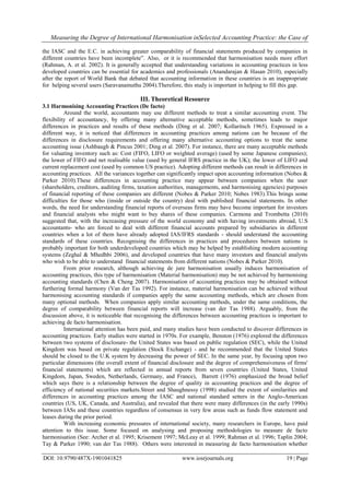 Measuring the Degree of International Harmonisation inSelected Accounting Practice: the Case of ...