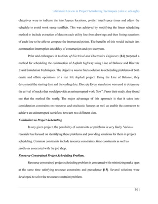 Literature Review in Project Scheduling Techniques | PDF