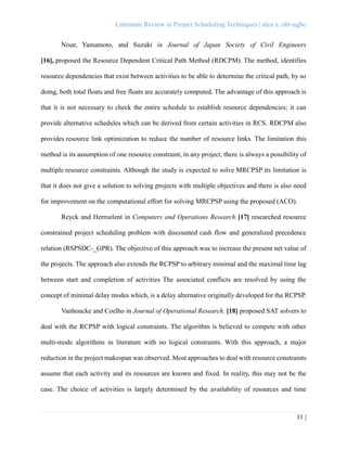 Literature Review in Project Scheduling Techniques | PDF