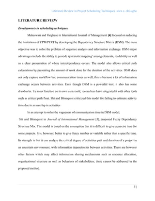 Literature Review in Project Scheduling Techniques | PDF