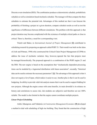Literature Review in Project Scheduling Techniques | PDF