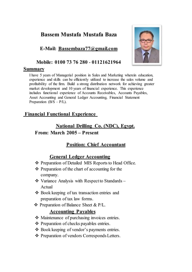 Bassem-Baza-C.V | DOCX | Business Accounting & Finance | Business