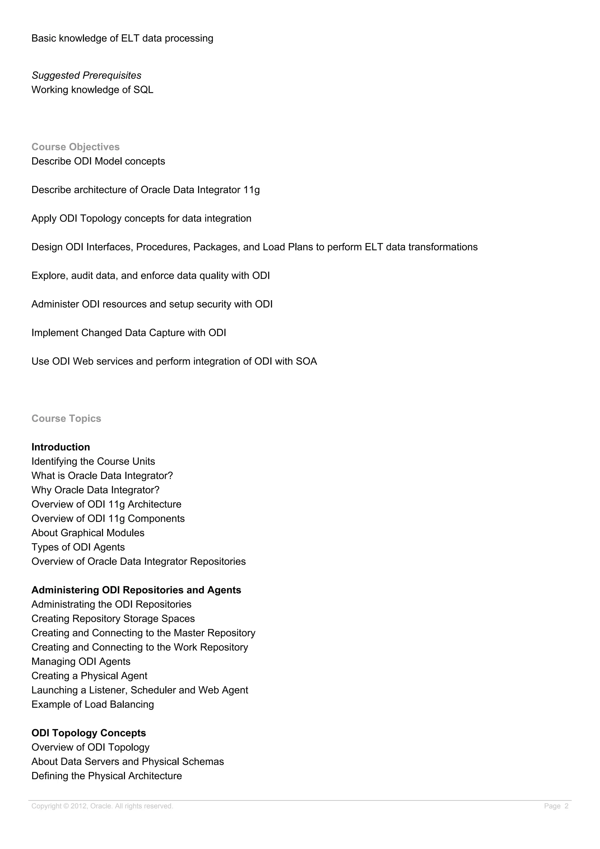 Oracle Data Integrator 11g Integration and Administration | PDF