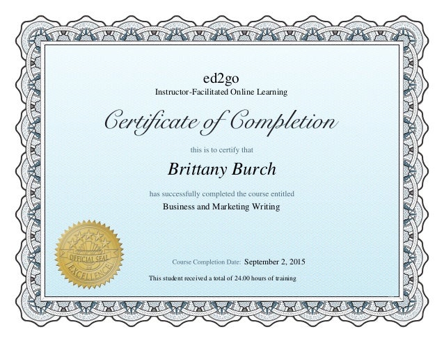 Marketing Writing Certificate BrittanyBurch