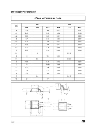 Original N-Channel Mosfet B19NB20 STB19NB20 19NB20 200V 19A TO-252 New ...
