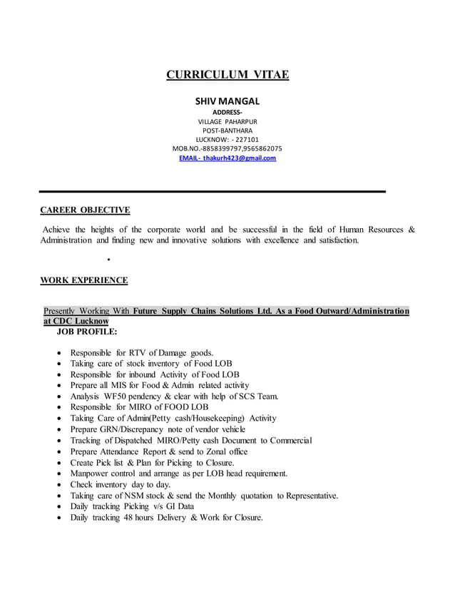 Shivmangal Resume | PDF