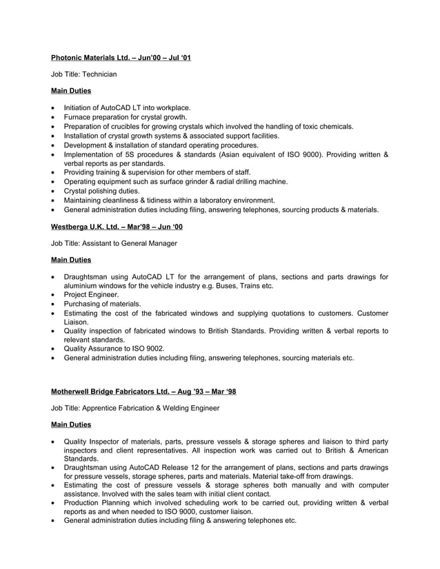CV Stuart Hutchison | DOC | Civil Engineering Industry | Industries