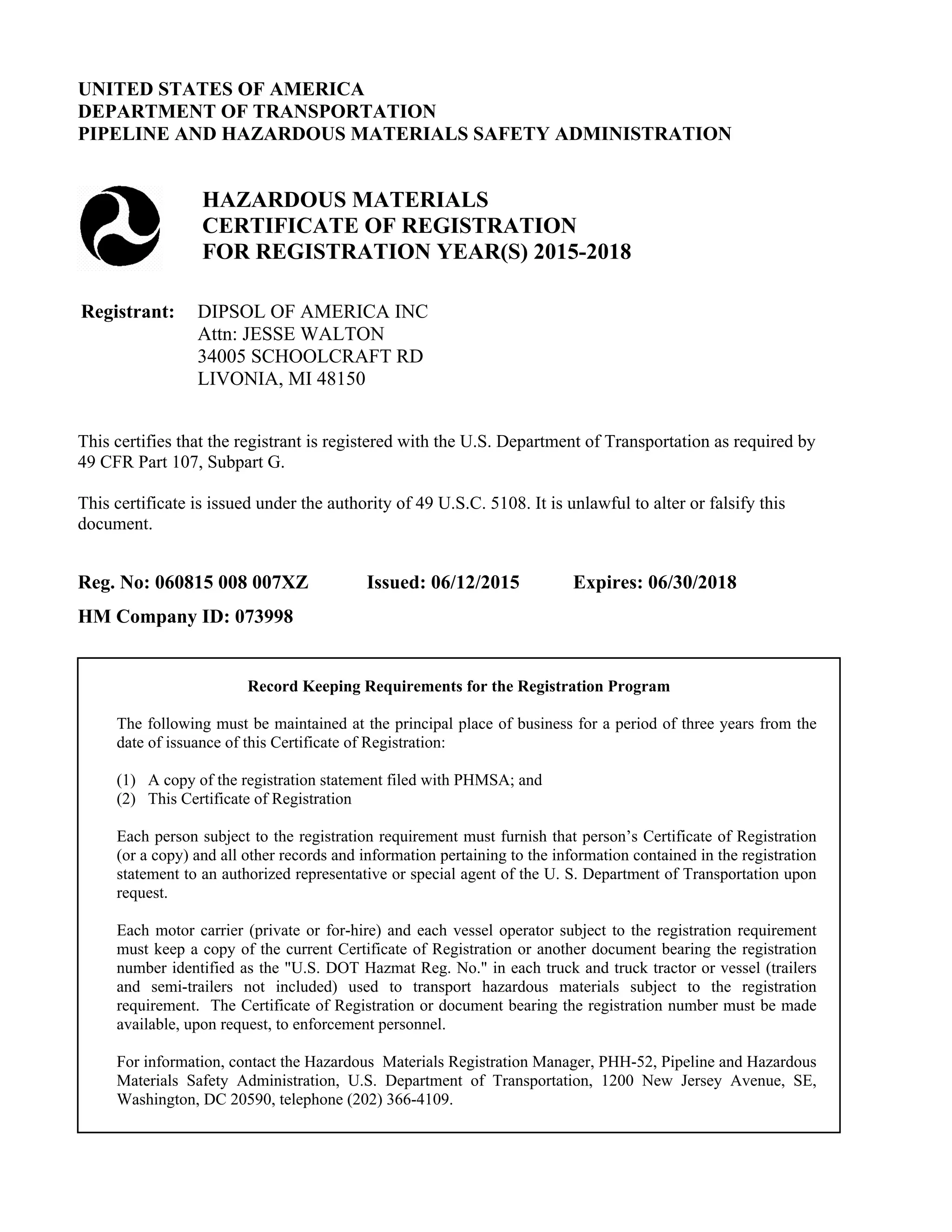 Department of Transportation- Hazardous Materials | PDF