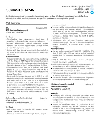 CV Subhash Sharma | PDF
