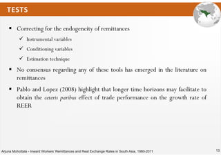 Inward workers' remittances and real exchange rates in South Asia, 1980 ...